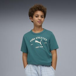 Puma Kinder T-Shirt "Puma Class Graphic T-Shirt Jungen"emerald ice gr&uuml;n, Gr. 128, Obermaterial: 100% Baumwolle. Rippe: 80% Baumwolle, 20% Polyester,