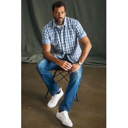 MAN'S WORLD MAN'S WORLD Herren Kurzarmhemd, blau, Gr. L, kariert, Web, Obermaterial: 100% Baumwolle, Hemden, mit Brusttaschen