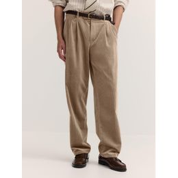 Bugatti Herren Bundfaltenhose "Relaxed Fit", beige, Gr. 38, unifarben, 77% Baumwolle, 22% Lyocell, 1% Elasthan, Hosen, Relaxed Fit Cord Baumwollmix