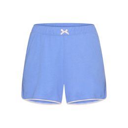 Lascana Damen Pyjamashorts, Gr. 36, blau, Single Jersey, Obermaterial: 50% Baumwolle, 50% Viskose, unifarben mit Farbeinsatz, Basic, Hosen, mit