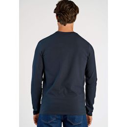 LINDBERGH Herren Langarmshirt "T-Shirt (Langarm) Relaxed Fit", blau, Gr. XXL, unifarben, Obermaterial: 95% Baumwolle, 5% Elasthan, Shirts