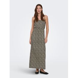 Only Damen Maxikleid "ONLALTA S/L LONG STRAP DRESS PNT ZLO", bunt, Gr. L, bedruckt, Web, Obermaterial: 98% Polyester, 2% Elasthan, Kleider