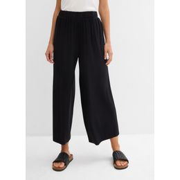 bonprix Damen Culotte, schwarz, Gr. 36, Obermaterial: 95% Viskose, 5% Elasthan, Hosen, lockere Passform, aus Viskose und Elasthan, 7/8-L&auml;nge