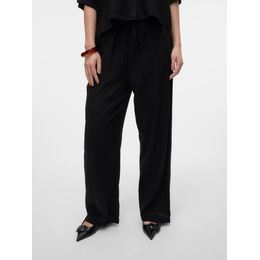 V&eacute;ro Moda VERO MODA Damen Schlupfhose "VMLINN LINEN PANTS WVN NOOS", schwarz, Gr. M, unifarben, Web, Obermaterial: 55% Leinen, 45% Viskose, Hosen, Sommerhose,
