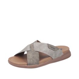 Rieker Herren Pantolette, Gr. 41, beige, Nubuklederimitat, Basic, Schuhe, Sommerschuh, Hausschuh, Urlaubsschuh in bequemer Form