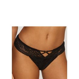 Lascana Damen String, Gr. 48, schwarz, Spitze, Obermaterial: 90% Polyamid, 10% Elasthan, Unterhosen, mit edlem Cut-Out aus floraler Jacquardspitze