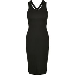 Urban Classics Damen A-Linien-Kleid "Urban Classics Damen Ladies Midi Sleeveless Rib Dress", schwarz, Gr. M, unifarben, 75% Polyester, 20% Viskose,