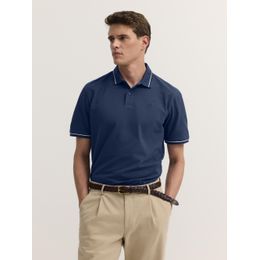 Bugatti Herren Poloshirt "Modern Fit", blau, Gr. M, unifarben, 100% Baumwolle, Shirts, Modern Fit Baumwoll-Piqu&eacute; Kurzarm Polokragen