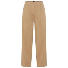 BOSS Orange Damen Chinohose "Taquina Premium Damenmode", beige, Gr. 38, unifarben, Twill, Obermaterial: 98% Baumwolle, 2% Elasthan, Hosen, im Loose