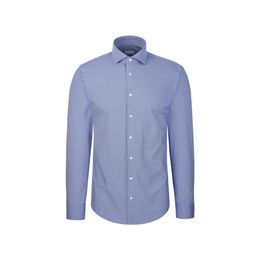 Seidensticker Herren Businesshemd "Schwarze Rose", blau, Gr. 41, Strukturmuster, 83% Polyamid, 17% Elasthan, Hemden, Slim 1/1 Kentkragen Struktur