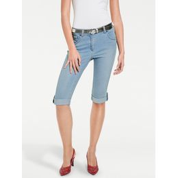 Heine Damen Caprijeans, blau, Gr. 40, unifarben, 76% Baumwolle, 16% Polyester, 7% Viskose, 1% Elasthan, Jeans
