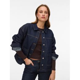 V&eacute;ro Moda VERO MODA Damen Jeansjacke "VMJAMIE LS DENIM SHACKET MIX NOOS", blau, Gr. S, Denim/Jeans, Obermaterial: 80% Baumwolle, 20% Polyester, Jacken,