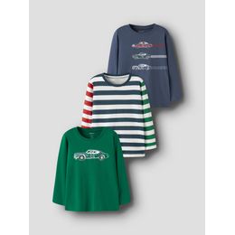 name it Jungen Langarmshirt "NMMNIKO 3P LS TOP", bunt, Gr. 110, bedruckt, Jersey, Obermaterial: 100% Baumwolle, Shirts, Baumwolle, regular fit