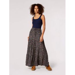 Apricot Damen Maxirock "Maxirock mit Blumenmuster", blau, Gr. 34, gebl&uuml;mt, gewebt, Obermaterial: 100% Viskose CV., R&ouml;cke, in Etagenoptik