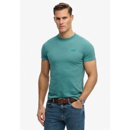 Superdry Herren Rundhalsshirt "ESSENTIAL LOGO EMB TEE", gr&uuml;n, Gr. XL, unifarben, Single Jersey, Obermaterial: 100% Baumwolle, Shirts, aus Baumwolle