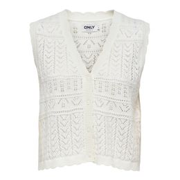 Only Damen Strickjacke "ONLIRINA V-NECK BUTTON VEST KNT NOOS"cloud dancer, Gr. M, unifarben, Strick, Obermaterial: 60% Baumwolle, 40% Polyacryl,