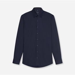 OLYMP Herren Langarmhemd "Level Five", blau, Gr. 43, Web, Obermaterial: 97% Baumwolle, 3% Elastolefin, Hemden, Businesshemd, Body Fit, Kentkragen