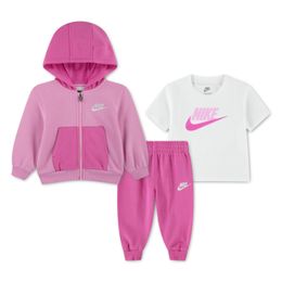 Nike Sportswear Jungen Sportanzug, pink, Gr. 6, mehrfarbig, Obermaterial: 60% Baumwolle, 40% Polyester, Sportanz&uuml;ge, 3-teiliges Set, f&uuml;r Kinder, mit