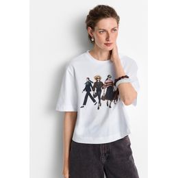 RICHROYAL Damen T-Shirt, wei&szlig;, Gr. S, unifarben, Single Jersey, Obermaterial: 100% Baumwolle, Shirts, Regular fit mit Modeprint