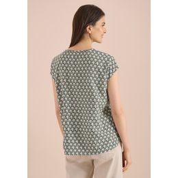 Cecil Damen Kurzarmblusekhaki, Gr. XXL, gemustert, Stoff, 100% Viskose, Blusen, mit grafischem Muster
