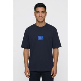 Hugo Herren T-Shirtdunkelblau405, Gr. S, Single Jersey, Obermaterial: 100% Baumwolle, Shirts, Regular Fit, Kurzarm, Hugo-Print