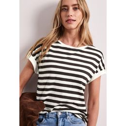 Street One Damen Shirttop, schwarz-wei&szlig;, Gr. 40, gestreift, Jersey, Obermaterial: 50% Baumwolle, 50% Modal, Tops, Sommershirt mit Streifen