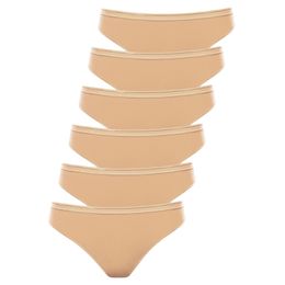 LISCA Damen Slip "6er Pack Damen Slip Happyday", Gr. M, beige, Obermaterial: 95% Baumwolle CO. 5% Elasthan EL., Unterhosen