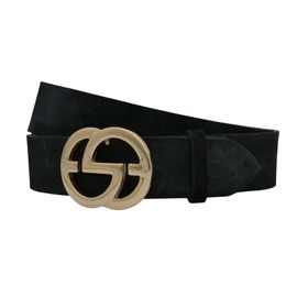 AnnaMatoni Damen Lederg&uuml;rtel "AnnaMatoni Damen Lederg&uuml;rtel in hochwertigem Velour Leder 4cm", schwarz, Gr. 105, 100% Leder, G&uuml;rtel