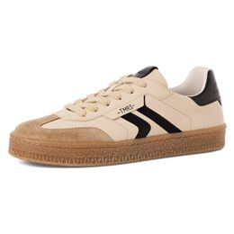 Tamaris Herren Sneaker, Gr. 44, beige, Lederimitat, Textil, Veloursleder, kontrastfarbene Details, Schuhe, Freizeitschuh, Halbschuh, Schn&uuml;rschuh mit