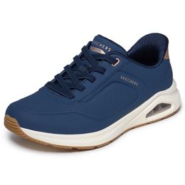 Skechers Damen Slip-On Sneaker "ARCH FIT UNO", Gr. 41, blau, Lederimitat, Schuhe, Schlupfschuh, Halbschuh, Freizeitschuh mit Slip ins