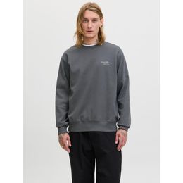 Jack & Jones JACK & JONES Herren Sweatshirt "JPRBLACHAD BRANDING SWEAT CREW NECK LN", grau, Gr. L, bedruckt, angeraute Sweatware, Obermaterial: 95% Baumwolle, 5%