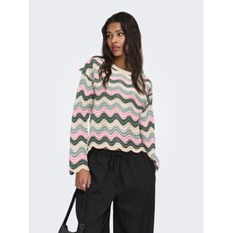 Only Pullover in Rosa/ Creme/ Gr&uuml;n - 17% | Gr&ouml;&szlig;e L | Damen-pullover-cardigans