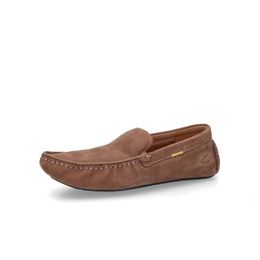 Camel Active Herren Slipper, Gr. 41, braun, Leder, Textil, Schuhe, Slipper, Bootsschuh, Mokassin-Typ mit Ziernaht