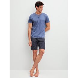 Calida Damen Shorty "Relax Imprint 1", Gr. L, blau, Single Jersey, Obermaterial: 100% Baumwolle, Homewear-Sets, Relaxter Schnitt
