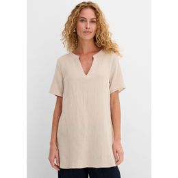 bonprix Damen Longtunika, grau, Gr. 42, Obermaterial: 100% Baumwolle, Tuniken, f&uuml;r entspannten Look, Regular Fit, Kurzarm-Design