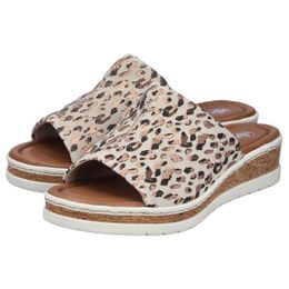 Rieker Damen Pantolette, Gr. 40, bunt, Lederimitat, metallic, Schuhe, Sommerschuh, Hausschuh, Keilabsatz, zum Schlupfen