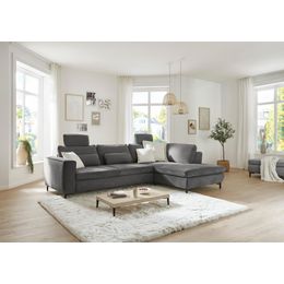 Ecksofa DIE PLANBAR, B:289cm T:197cm, grau, 100% Polyester, Wohnzimmer, Sofas, "MP-IN24153, L-Form, Breite 289 cm", wahlweise mit Schlaffunktion und