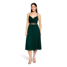 Vera Mont Damen Cocktailkleid "Damen mit Wasserfallausschnitt"schwarz moss, festlich, Gr. 44, Chiffon, Obermaterial: 100% Polyester. Futter: 100%