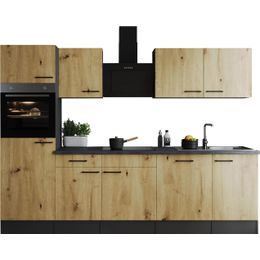 K&uuml;chenzeile respekta, B:280cm H:205cm T:60cm, braun, Komplettk&uuml;chen-Sets, "Oliver", Breite 280 cm, 90 cm Arbeitsh&ouml;he, in exklusiver Konfiguration f&uuml;r