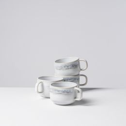 GIPFELST&Uuml;CK Tasse "Tiefer See", &Oslash; 9cm x 6cm, 220ml, 4 tlg., wei&szlig;, Trinkgef&auml;&szlig;e, Scandi-Style, Reaktivglasur, jedes St&uuml;ck ein Unikat, 4-teilig