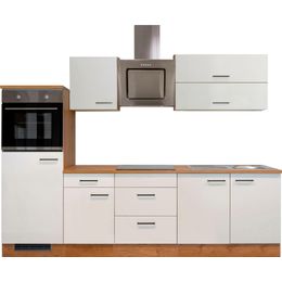 K&uuml;chenzeile Flex-Well, B:270cm T:60cm, wei&szlig;, Komplettk&uuml;chen-Sets, "Vintea", mit E-Ger&auml;ten, Gesamtbreite 270 cm