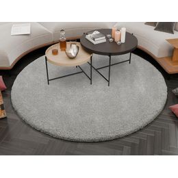 Hochflor-Teppich, H:45mm &Oslash;:120cm, grau, OCI DIE TEPPICHMARKE, Obermaterial: 100% Polypropylen, Teppiche, "MONTIS", uni, Langflor, Shaggy, auch in