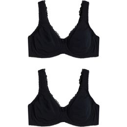 bonprix Damen Minimizer-BH, Gr. 952x schwarz, Obermaterial: 95% Baumwolle, 5% Elasthan. Futter: 95% Baumwolle, 5% Elasthan. Spitze: 90% Polyamid, 10%