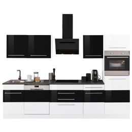 K&uuml;chenzeile KOCHSTATION, B:300cm T:60cm, wei&szlig;, Komplettk&uuml;chen-Sets, "KS-Trient", Breite 300 cm, wahlweise mit E-Ger&auml;ten, mit Arbeitsplatte