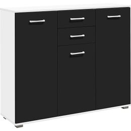 Kombikommode Priess, B:123cm H:103cm T:38cm, schwarz-wei&szlig;, Holzwerkstoff, Schlafzimmer, Sideboards, "Barcelona mit 4 Schubk&auml;sten und T&uuml;r in 6 Farben"