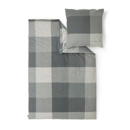 Bettw&auml;sche Bugatti, grau, Mako-Satin, Obermaterial: 100% Baumwolle, Bettw&auml;sche, "Satin-Flanell Kombi-Bettw&auml;sche Bugatti", mit glatter Satin- und