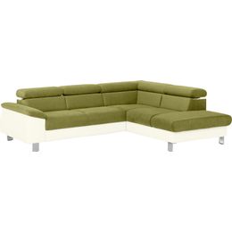 Ecksofa COTTA, B:249cm H:72cm T:100cm, gr&uuml;n, Microfaser PRIMABELLE (100% Polyester);Kunstleder SOFTLUX;Feinstruktur (100% Polyester);Kunstleder