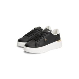 Tommy Hilfiger Damen Plateausneaker "TH CHIC PLATFORM", Gr. 36, schwarz, Nappaleder, Schuhe, Freizeitschuh, Halbschuh, Schn&uuml;rer mit seitlichem