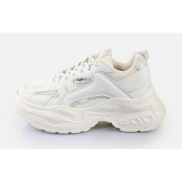 Buffalo Damen Plateausneaker "YUNO", Gr. 40, wei&szlig;, Lederimitat, Textil, Schuhe, Chunky-Sneaker, Schn&uuml;rschuh, Leichtgewicht mit Memory Foam-Innensohle