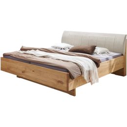 Holzbett Wiemann, B:140cm L:190cm, braun, Betten, "Cardiff, Bettgestell, Bettrahmen, teilmassiv, mit Polsterkopfteil", Fu&szlig;teil aus Massivholz,